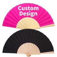 China Best Sell Customize Motif Design 23cm Handmade Craft Gift Folding Wooden Handle Fan Wood Hand Held Fan for sale