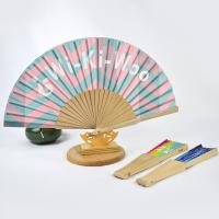 China Best Sell Customize Motif Design 23cm Handmade Craft Gift Folding Wooden Handle Fan Wood Hand Held Fan for sale