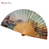 China Wholesale Custom Print Personalize Folding Fan Bulk Spanish Handheld Fabric Cloth Foldable Promotion Wooden Hand Fan for sale