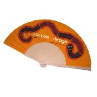 China High Quality Customized Sandalwood Folding Hand Fan Handmade Crafts Wood Bone Paper Surface Polished Painted Folk Art Lovely for sale