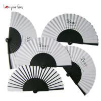 China Custom Logo Print Paper Surface Handmade Business Gift 23cm Folding Wooden Hand Fan for sale