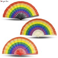 China 13inches Wholesale Personalized Rave Fan Plastic Fan Fabric Folding Fan Party Favor Event Gift for sale