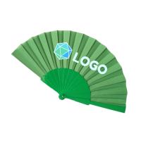 China Custom Logo Plastic Printing Custom Hand Fan Promotional Plastic Skeleton Folding Fabric Hand Fan for Advertisement for sale