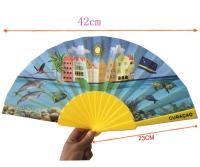 China Custom Logo Plastic Printing Custom Hand Fan Promotional Plastic Skeleton Folding Fabric Hand Fan for Advertisement for sale