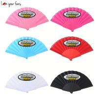 China Hot Sale Foldable Plastic Fan Colorful Bone Custom Fan Cheap Event Supplies/Summer Cooling Fan for sale