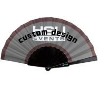 China Customized Logo Print Plastic Crafts Hand Fan Waterproof Fabric Plastic Fan for sale