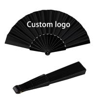 China Customized Logo Print Plastic Crafts Hand Fan Waterproof Fabric Plastic Fan for sale