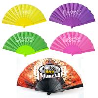 China 2025 Portable Hand Fan Custom Logo Diy Plastic Hand Fan Hand Held Folding Fan for sale