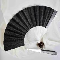 China Hot-Selling Seven-Inch Women's Folding Fan Exquisite Plastic Craft with Bone Flash Powder Cloth for Party Dance for sale