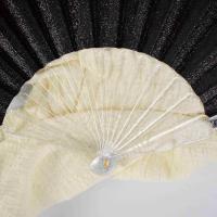China Hot-Selling Seven-Inch Women's Folding Fan Exquisite Plastic Craft with Bone Flash Powder Cloth for Party Dance for sale