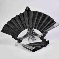 China Hot-Selling Seven-Inch Women's Folding Fan Exquisite Plastic Craft with Bone Flash Powder Cloth for Party Dance for sale