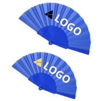 China Wholesale Advertising Custom Printed Hand Held Fan Plastic Nylon Bamboo Wedding Foldable Hand Fan for sale