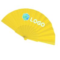 China Wholesale Advertising Custom Printed Hand Held Fan Plastic Nylon Bamboo Wedding Foldable Hand Fan for sale