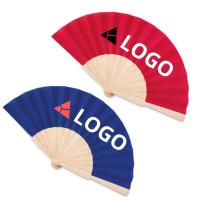 China Promotional Fan Spanish Handle Plastic Wedding Favor Gifts PE Love Folk Art Mini Fan Box Plastic Customized Logo Color Box 23cm for sale