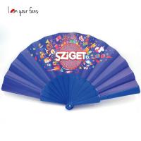 China Custom Personalized Folding Plastic Hand Fan Printing Fabric Fans Festivals Party Hand Held Fan for Decoration for sale