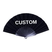 China Promotional Fan Spanish Handle Plastic Wedding Favor Gifts PE Love Folk Art Mini Fan Box Plastic Customized Logo Color Box 23cm for sale