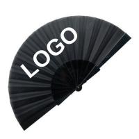 China Promotional Fan Spanish Handle Plastic Wedding Favor Gifts PE Love Folk Art Mini Fan Box Plastic Customized Logo Color Box 23cm for sale