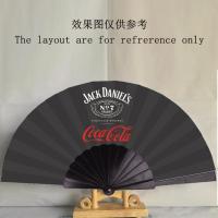 China Promotional Fan Spanish Handle Plastic Wedding Favor Gifts PE Love Folk Art Mini Fan Box Plastic Customized Logo Color Box 23cm for sale