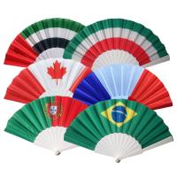 China Promotional Fan Spanish Handle Plastic Wedding Favor Gifts PE Love Folk Art Mini Fan Box Plastic Customized Logo Color Box 23cm for sale
