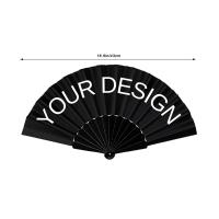 China Wholesale Logo Plastic Printing Custom Hand Fan Promotional Plastic Skeleton Folding Fabric Hand Fan for Advertisement for sale