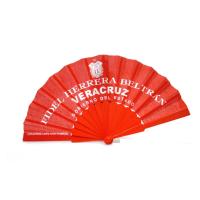 China Wholesale Logo Plastic Printing Custom Hand Fan Promotional Plastic Skeleton Folding Fabric Hand Fan for Advertisement for sale