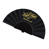 China Wholesale Logo Plastic Printing Custom Hand Fan Promotional Plastic Skeleton Folding Fabric Hand Fan for Advertisement for sale