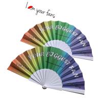 China High Quality Advertising Portable Paper Custom Logo Printed Plastic Eco-friendly Custom Printed Plastic Polding Hand Fan for sale