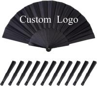 China High Quality Custom Folding Plastic Ribs Hand Fan Fabric Plastic Plain Hand Fan for sale
