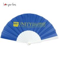 China High Quality Custom Folding Plastic Ribs Hand Fan Fabric Plastic Plain Hand Fan for sale