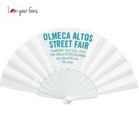 China High Quality Custom Folding Plastic Ribs Hand Fan Fabric Plastic Plain Hand Fan for sale
