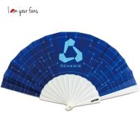 China High Quality Custom Folding Plastic Ribs Hand Fan Fabric Plastic Plain Hand Fan for sale