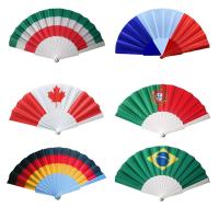 China Personalised Plastic Foldable Fans National Flag Manual Craft Folded Hand Fan Custom for sale