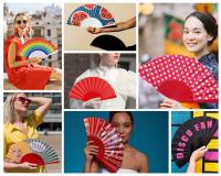 China High Quality Advertising Plastic Hand Fan Personalized Custom Printing Portable Folding Recycled Plastic Hand Fans for sale