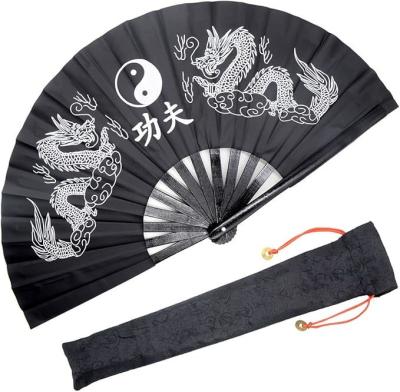 China Chinese Style Dragon Pattern Dance Fan 13 Inch Pvc Bamboo Rave Hand Fan Custom for sale