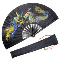 China Chinese Style Dragon Pattern Dance Fan 13 Inch Pvc Bamboo Rave Hand Fan Custom for sale