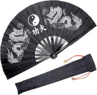China Chinese Style Dragon Pattern Dance Fan 13 Inch Pvc Bamboo Rave Hand Fan Custom for sale