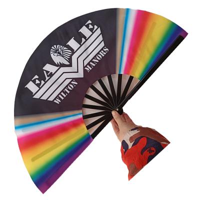 China [I Am Your Fans]Hot Sale RTS Plain Fabric Large Kungfu Fan With Plastic and Bamboo Ribs for Party Decoration and Dance for sale