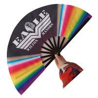 China [I Am Your Fans]Hot Sale RTS Plain Fabric Large Kungfu Fan With Plastic and Bamboo Ribs for Party Decoration and Dance for sale