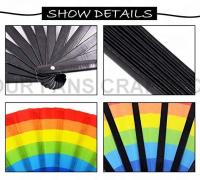China [I AM YOUR FANS]Sufficient Stock!2019 Large Hand Fan 33cm Bamboo Fabric Neon Light Dance Folding Fan for sale
