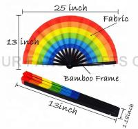 China [I AM YOUR FANS]Sufficient Stock!2019 Large Hand Fan 33cm Bamboo Fabric Neon Light Dance Folding Fan for sale