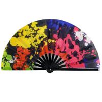 China [I AM YOUR FANS]Bamboo Large Folding Hand Rave Kungfu Fan Colorful Painted Hand Fan for sale