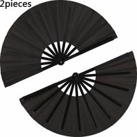 China [I AM YOUR FANS] Best Selling Big Size Black Plastic Hand Fan With Pouch Make of the Rave Party  Large Size Hand Fan for sale