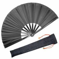 China [I AM YOUR FANS] Best Selling Big Size Black Plastic Hand Fan With Pouch Make of the Rave Party  Large Size Hand Fan for sale