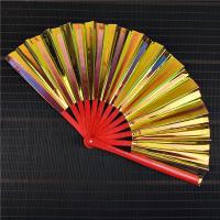 China [I AM YOUR FANS] Make U Party Raver Big Size 13'' Transparent Rave Handheld Folding Hand Fan Glow in Dark for sale