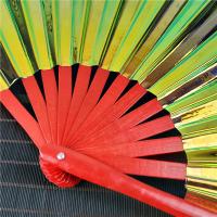 China [I AM YOUR FANS] Make U Party Raver Big Size 13'' Transparent Rave Handheld Folding Hand Fan Glow in Dark for sale