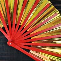 China [I AM YOUR FANS] Make U Party Raver Big Size 13'' Transparent Rave Handheld Folding Hand Fan Glow in Dark for sale