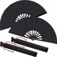 China [I AM YOUR FANS] Best Selling Big Size Black Plastic Hand Fan With Pouch Make You Be a QUEEN of the Rave Party  Hand Fan for sale