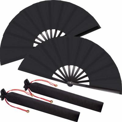 China [I AM YOUR FANS] Best Selling Big Size Black Plastic Hand Fan With Pouch Make You Be a QUEEN of the Rave Party  Hand Fan for sale