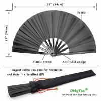 China [I AM YOUR FANS] Best Selling Big Size Black Plastic Hand Fan With Pouch Make You Be a QUEEN of the Rave Party  Hand Fan for sale