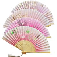 China [I AM YOUR FANS] Japanese Style Folding Fan Bamboo Silk Fan With Tassels for sale